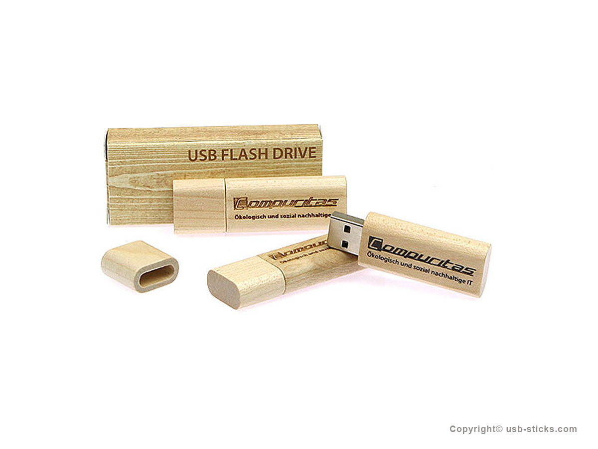 Edler Holz-USB-Stick als stilvoller Werbeartikel mit Logo